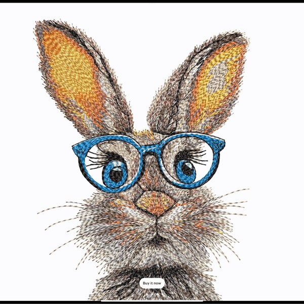 Bunny Machine Embroidery Easter Bunny With Glasses Pattern, 6 Sizes ...