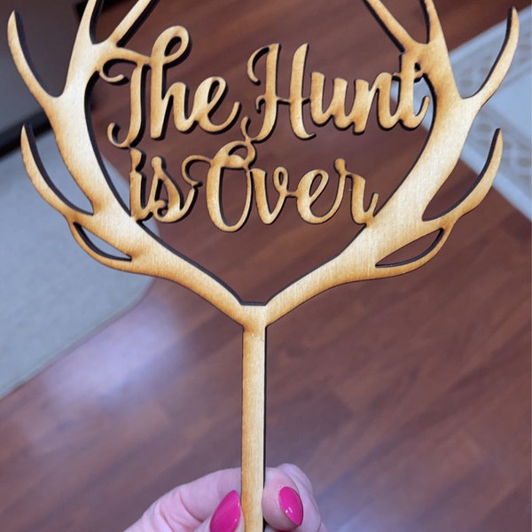 Wedding Cake Topper, the Hunt is Over, Deer Antlers, Bridal Shower ...