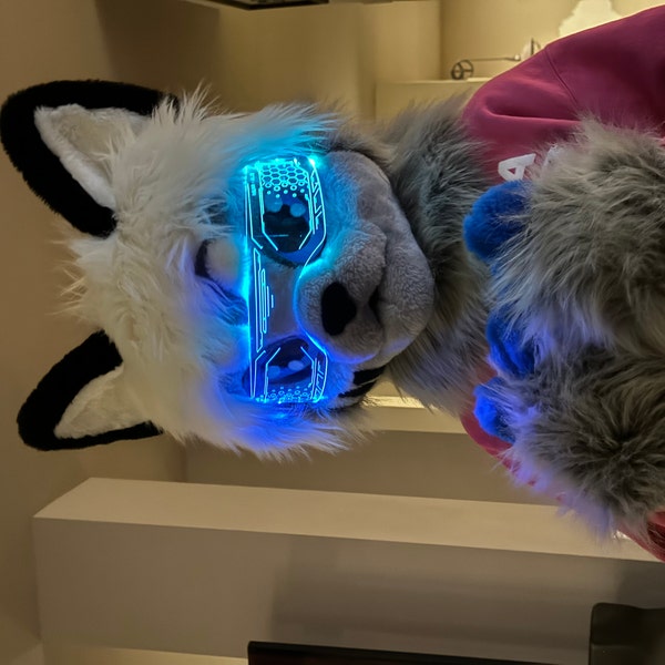 Illuminated Cyberpunk Cyber Goth Fursuit Visor WARCHIEF Clear **choose ...