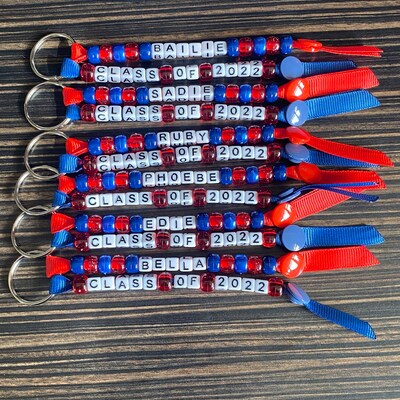 School Teacher Class Gift, Personalised Beaded Keyring, Handmade ...