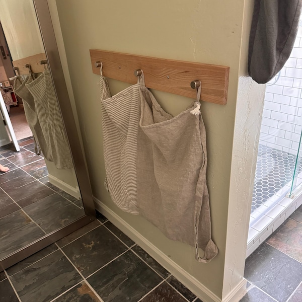 Linen Laundry Bag, Large Hanging Laundry Bag With Handle and Loops ...
