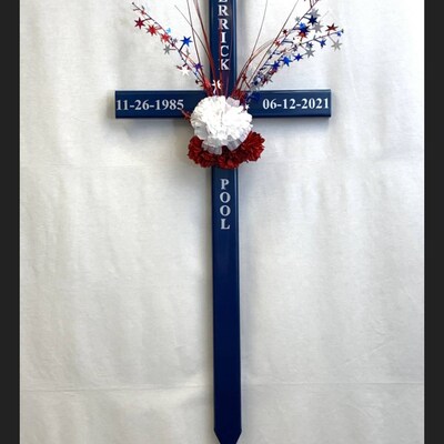 STEEL Infant Cross With Bear Figures// Infant Grave Marker// - Etsy