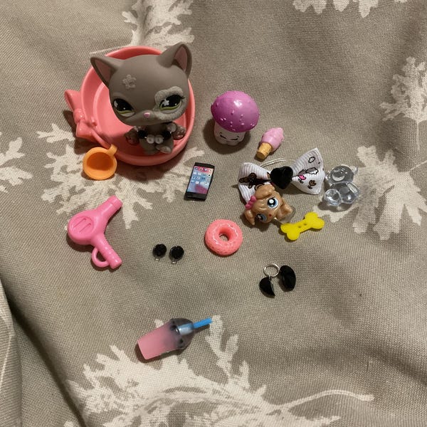 Littlest Pet Shop LPS Custom Accessories 4 Pc Set Lot - 1 Bow 1 Collar ...