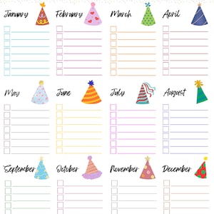 Printable Birthday Tracker: Birthday List Organizer (PDF) - Etsy UK