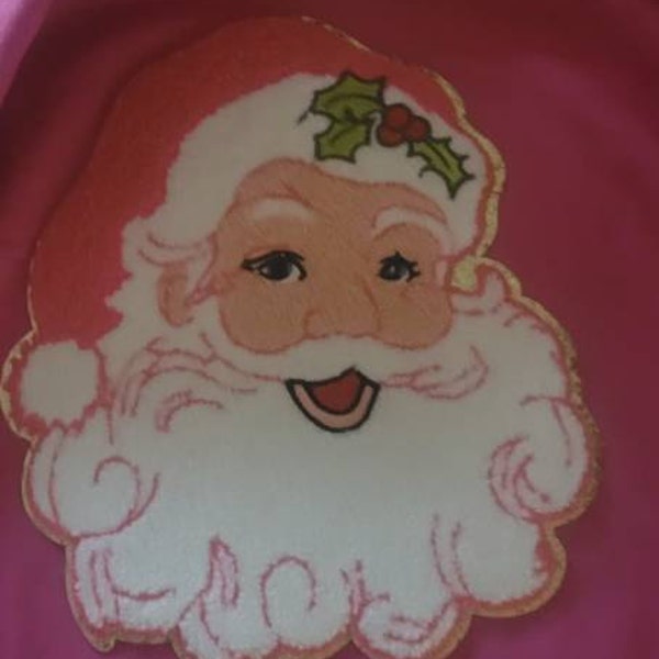 Santa Face Pink Iron on Patch - Christmas Iron on Chenille Patch - Etsy