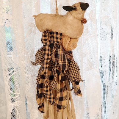 Black and Tan Homespun Fabric Farmhouse Cabin Rustic Country Fabric Rag ...