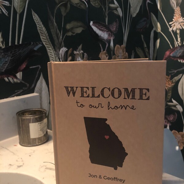 Custom Guest Book for New Home Welcome Book With Personalized State Map ...