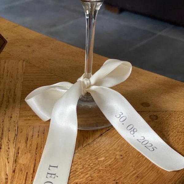 Personalized Wine Glass Ribbon, Custom Party Champagne Glass Ribbon ...
