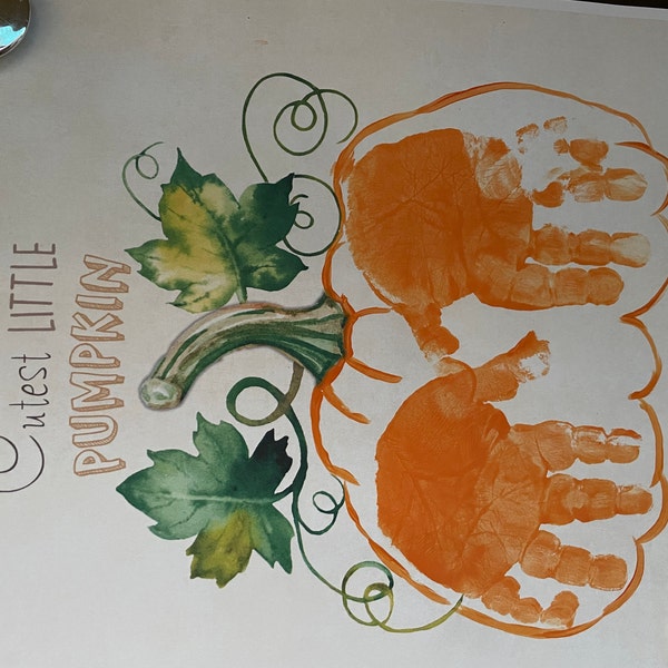 Cutest Little Pumpkin / Footprint Feet Hands Handprint / Halloween Art ...