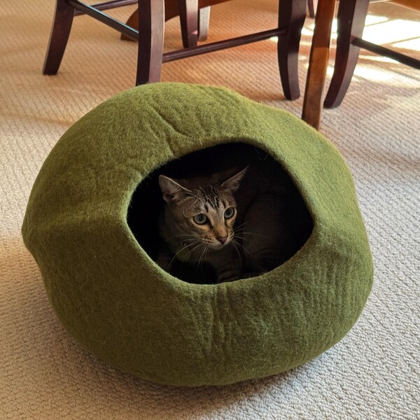 50cm Handmade Wool Cat Cocoon Bed / Cozy Cat Cave House - Etsy