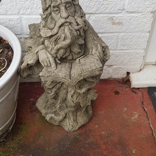 Stone Garden Tree Wizard Hand Cast Statue Ornament - Etsy UK