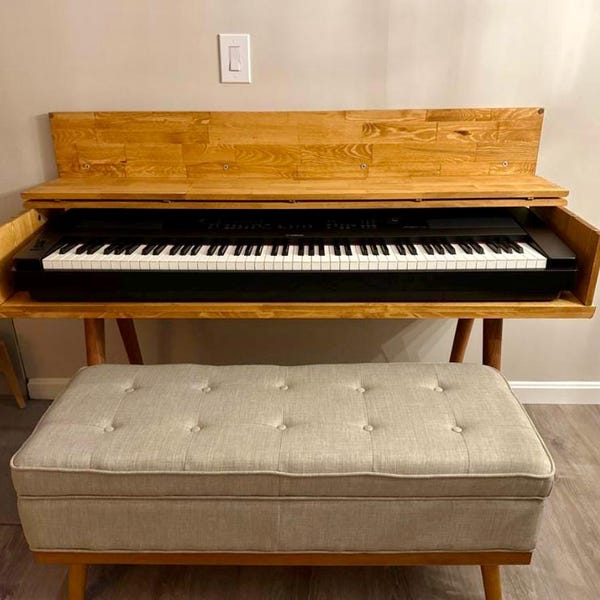 Mid Century Modern Solid Wood Piano Keyboard Stand - Etsy