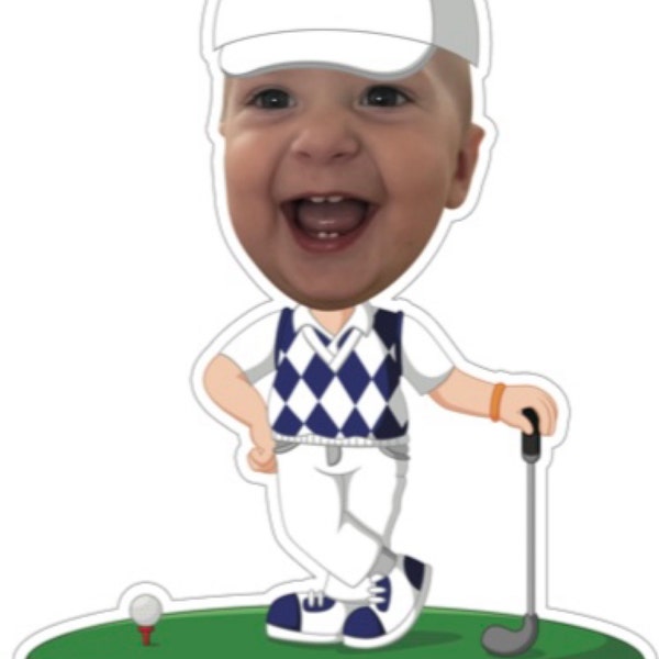 Printable Custom Photo Golf Cupcake Topper,personalised Face Sticker ...