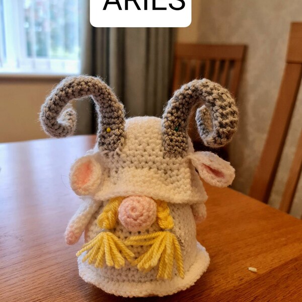 Crochet Aries Sign, Astrological Sign, Zodiac Sign Gnome Crochet ...