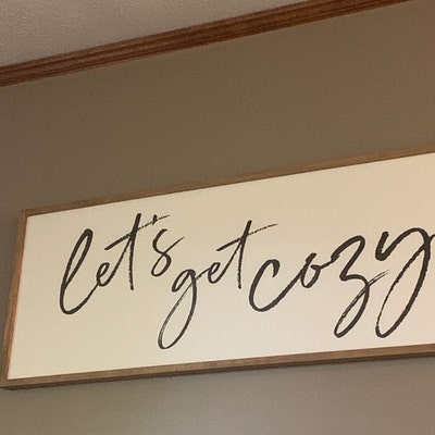 Farmhouse Wall Decor Let's Get Cozy Sign Living Room Wall Decor Wood ...