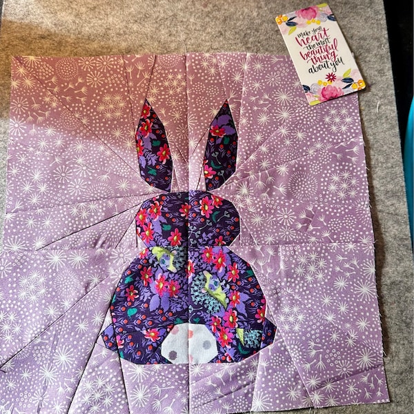 Bunny's Back Quilt Block Pattern, PDF Instant Download, Easter Bunny ...