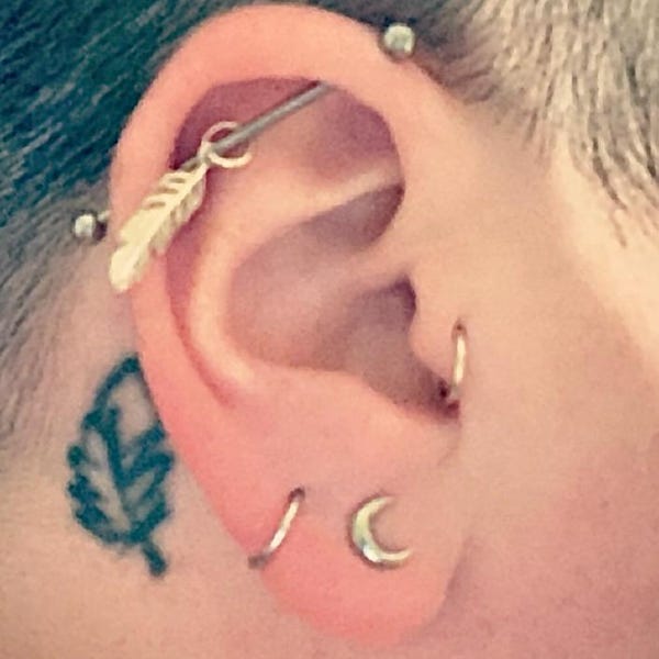 16G Titanium Moon Dangle Flat Back Stud, Nose Stud, Internally Threaded ...