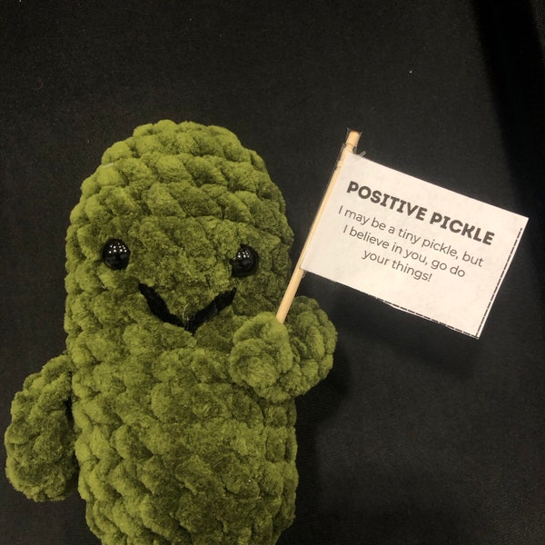 Crochet Pattern + Printable Affirmation Cards, Emotional Support Pickle ...