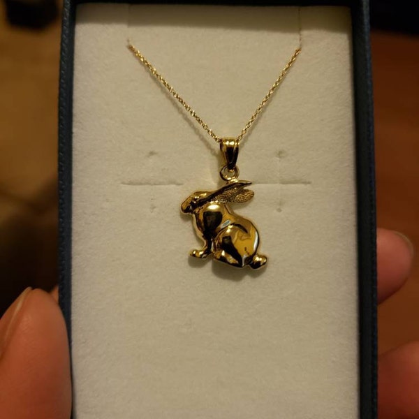 10k Yellow Gold Rabbit Necklace - Etsy