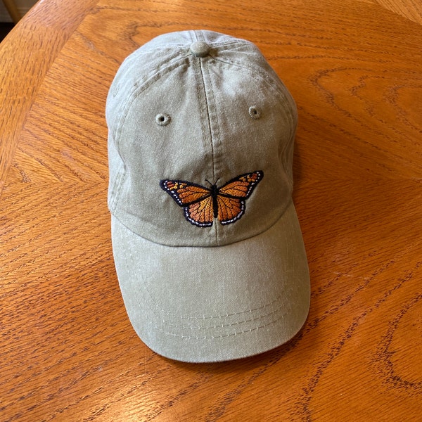 Monarch Butterfly Embroidered Hat, Baseball Cap, Sun Cap, Garden Cap ...