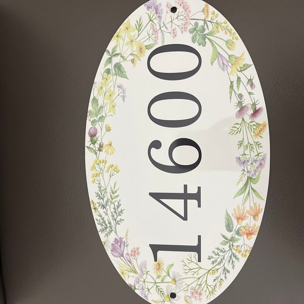 House Numbers, Colorful Flower House Number Sign, Custom Address Plaque ...