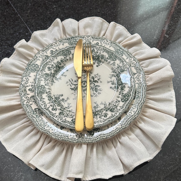 Set of 2(beige Ruffled Tea Towel and Knitted Tea Towel),beige Linen Tea ...