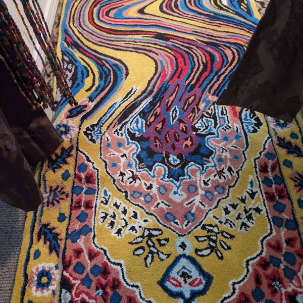 Melting Black & White Irregular Shape Unshape Hand-tufted 100% Wool ...