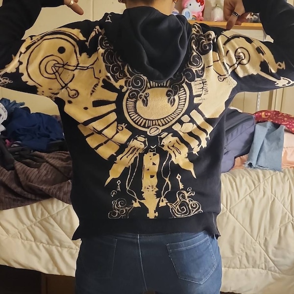 ARCANE Vi Tattoo Hoodie - Hand Painted Bleach Design, 100% Cotton ...