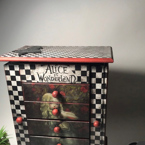 Unique Alice in Wonderland Side Bedside Table , Alice in Wonderland ...