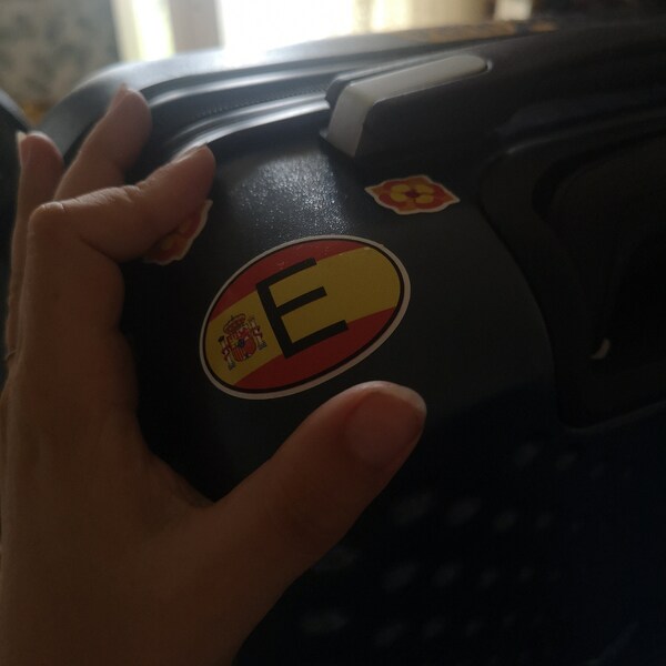 Spain Country Code Oval Sticker With Flag for Bumper Laptop Book Fridge ...