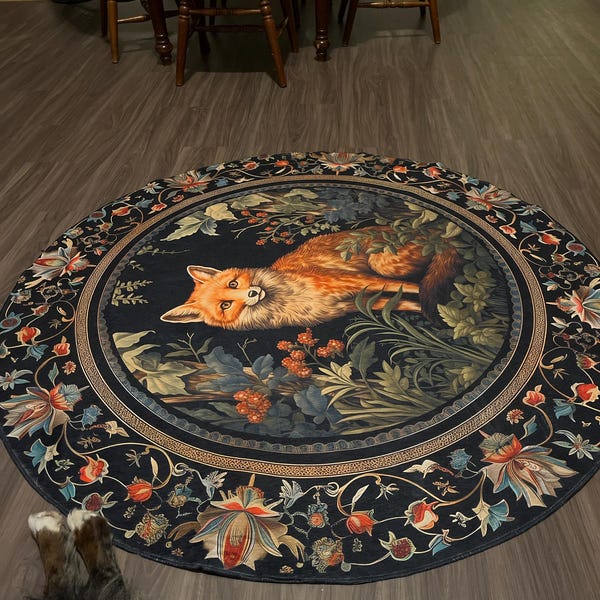 Eclectic Fox Area Rug | Whimsical Bedroom Decor William Morris Inspired ...