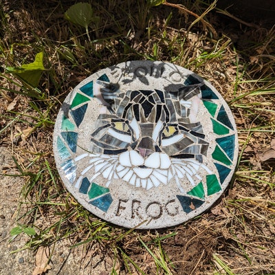 Personalized Garden Stepping Stone With Mosaic Glass Rim large Rainbow ...