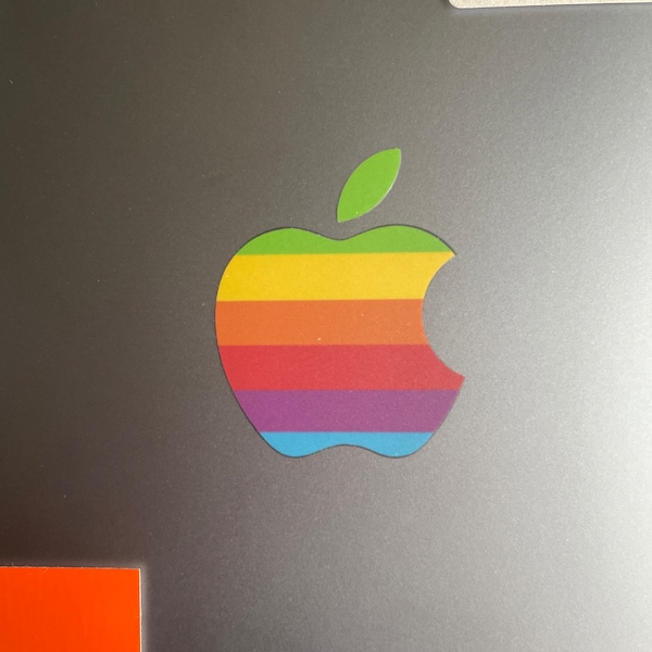 Retro Rainbow Apple Logo Sticker for Macbook, Ipad, iPhone - Vintage ...