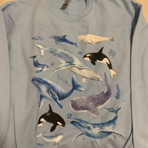 Watercolor Whale Sweater Trendy Ocean Crewneck Aesthetic Whales Crew ...