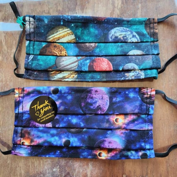 Orange and Blue Flowers Reusable Mask - Etsy