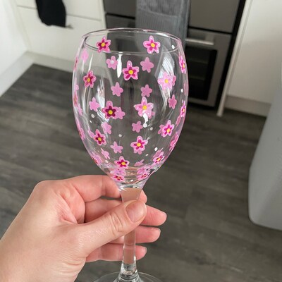 Spring Flower Large Wine Glass - Etsy UK