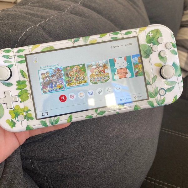 Nintendo Switch Lite Skin Decal // Watercolor Greenery Leaf Custom ...