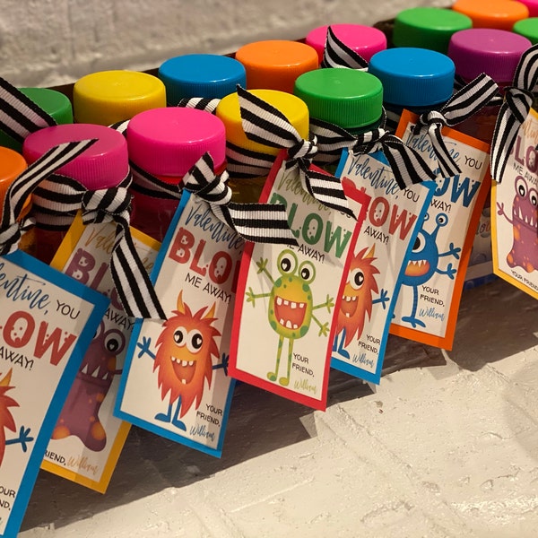 Editable Valentine Card, Bubbles Boys Monster Favor Tags, Kids ...