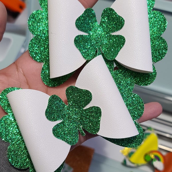 Bow SVG, Four Leaf Clover Bow Template, Shamrock Faux Leather Bow PDF ...
