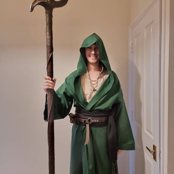 Hooded Ritual Robes, Surplice, Hooded Alb, Tau Robe, Cotton Fabric ...