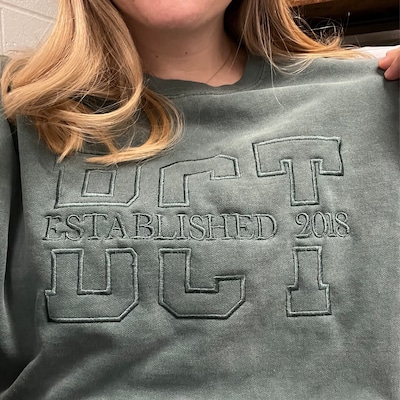 Split Varsity Block Letter Custom Embroidered Comfort Colors Sweatshirt ...