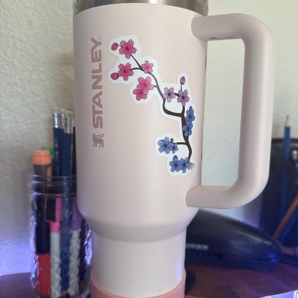 Sakura Asexual Sticker, Waterproof Ace Pride, Ace Sticker, Subtle Pride ...