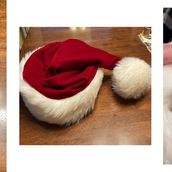 Classic Red Velvet Luxe Santa Hat, Luxury Velvet and Faux Fur Santa Hat ...