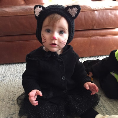 Cat, Black Cat, Cat Hat, Halloween Hat, Kitten Hat, Baby Girl Hat ...