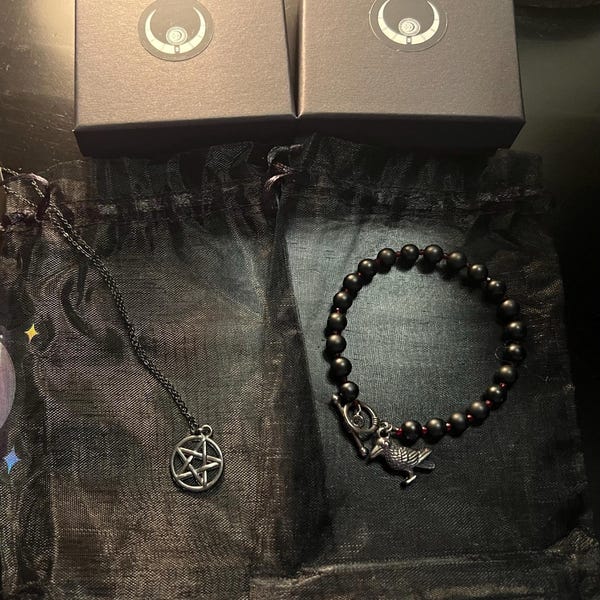 Hekate Prayer Beads With Hekate's Wheel, Snake and Skeleton Key, Rosary ...