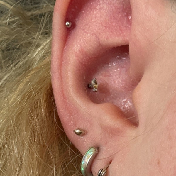 20G/18G Dot Flat Back Threadless Push Pin Labret Stud • Solid 925 ...