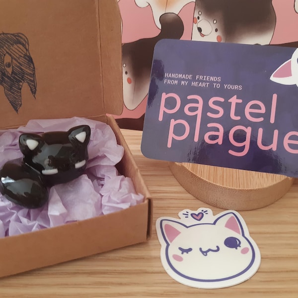 Handmade Painted Cute Quirky Clay Kitty Cat Figurine / Kitkats for Your ...