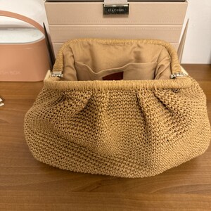 Small Raffia Beige Clutch Bag for Women Straw Knitted Raffia Bag Pouch ...