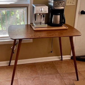 Walnut Wood Rectangle Computer Desk Table, Narrow Spacesaver Modern ...