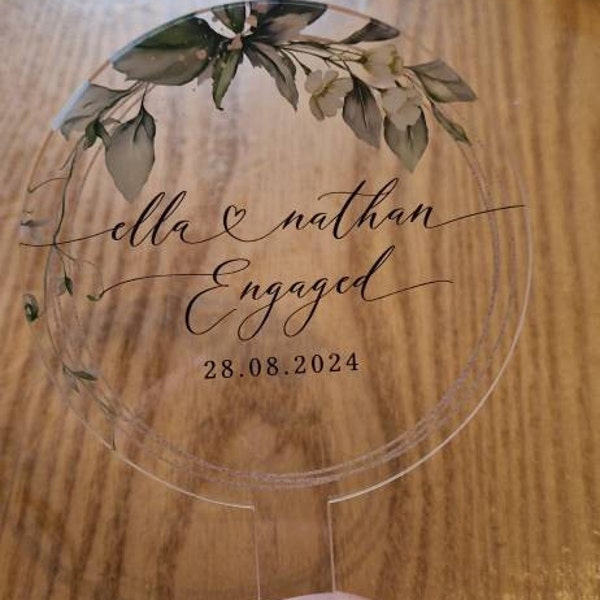 Personalised Engaged Cake Topper, Engagement Cake Topper, Special Date ...